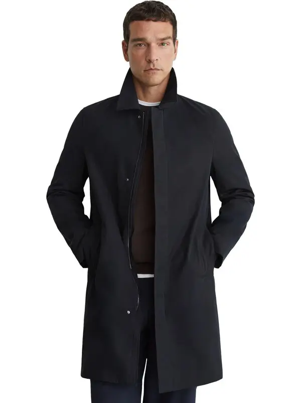 REISS Lawlen Technical Long Zip-through Jacket - Navy