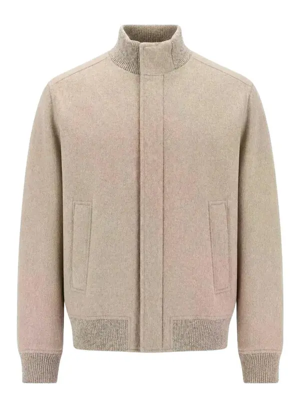 Paul & Shark Ribbed-trim Cashmere Bomber Jacket - Neutrals