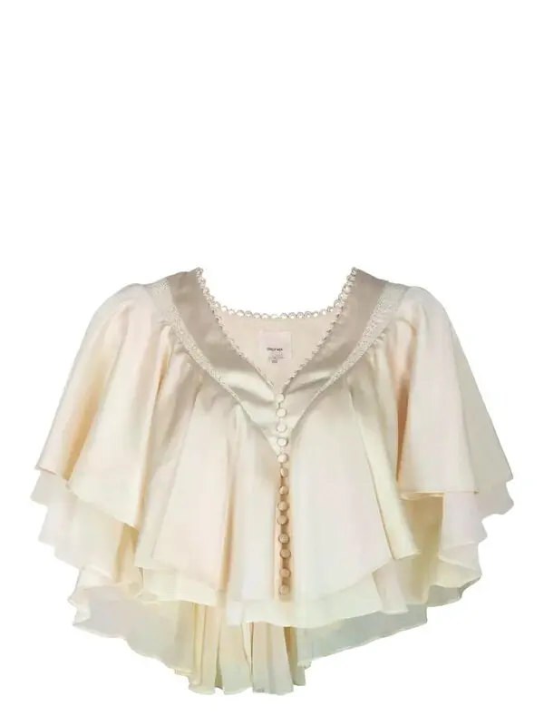 Cinq À Sept Ruffled Button-front Top - Neutrals