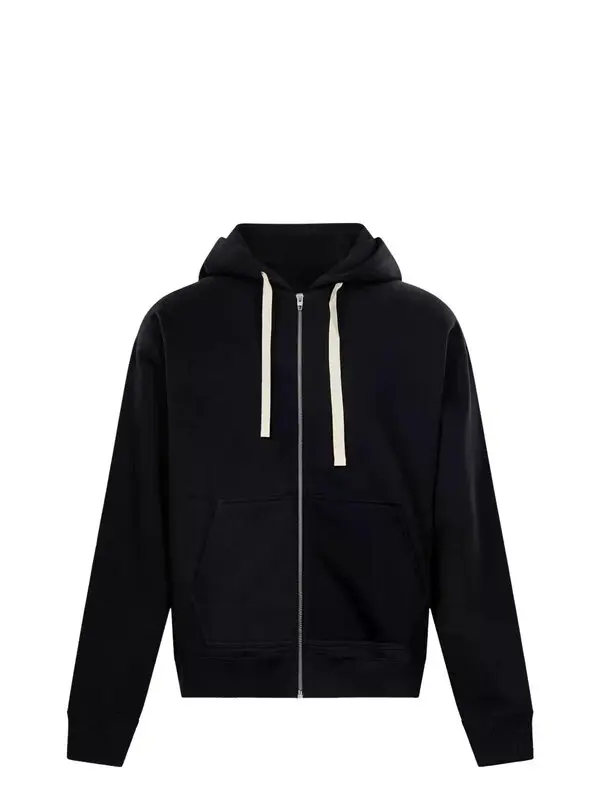 JIL SANDER Drawstring Zip-up Hoodie - Black