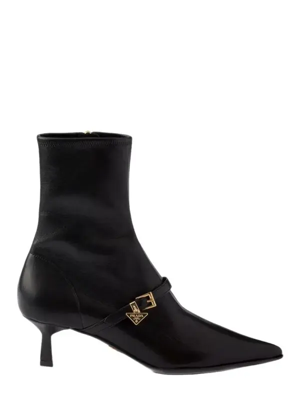 Prada Stretch Nappa Leather Ankle Booties - Black