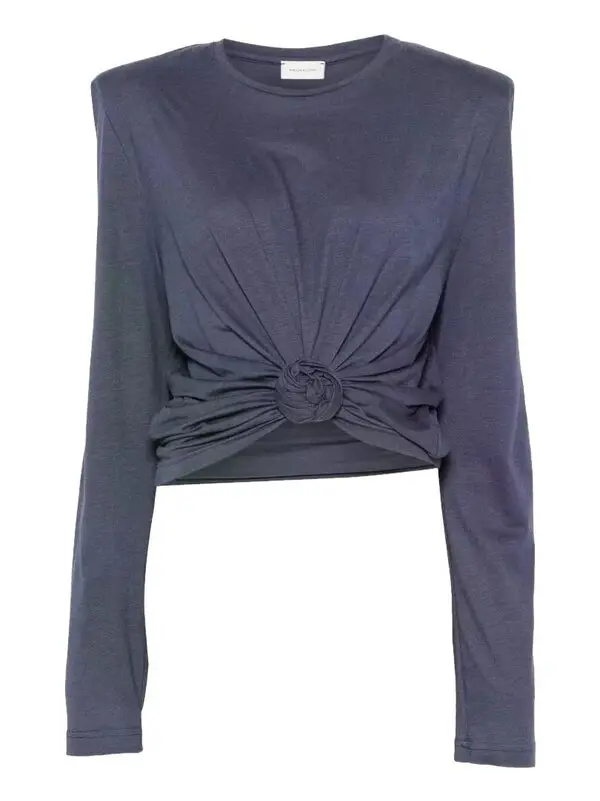 Magda Butrym Padded-shoulder Knotted T-shirt - Blue