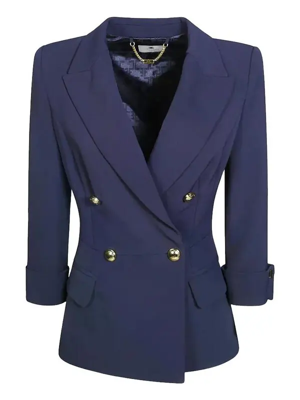 Elisabetta Franchi Double-breasted Pleated-back Jacket - Blue