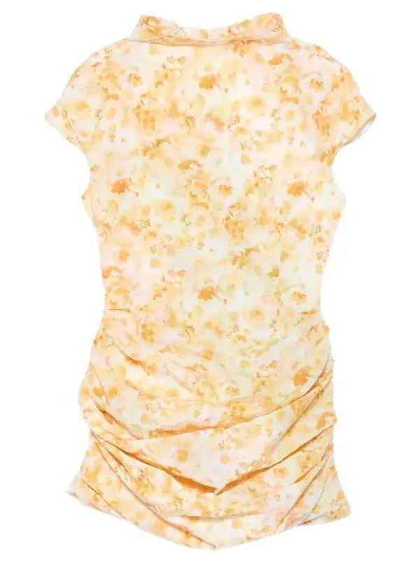 Magda Butrym Floral-print Ruched Mini Dress - Yellow