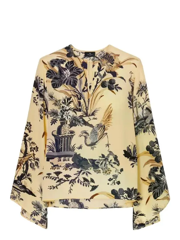 Etro Floral Print Silk Blouse - Neutrals