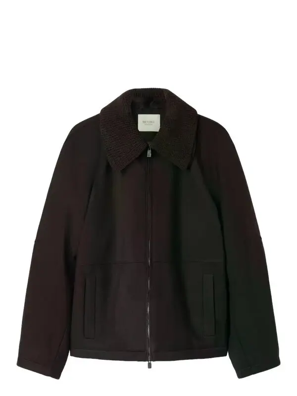 RETORI Wool Jacket With Detachable Ribbed Collar - Brown