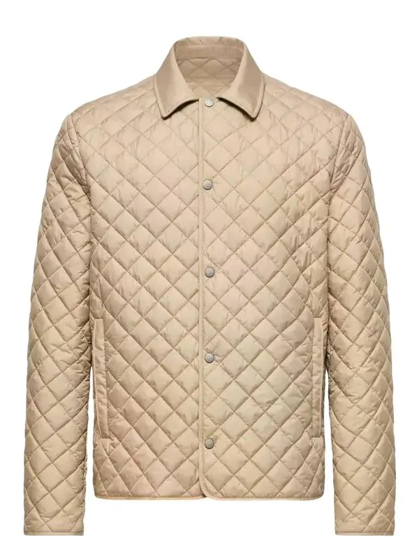 Moncler Avrelie Diamond Quilted Padded Shirt Jacket - Neutrals