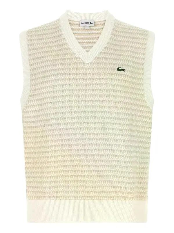 Lacoste Logo Patch V-neck Vest - Neutrals
