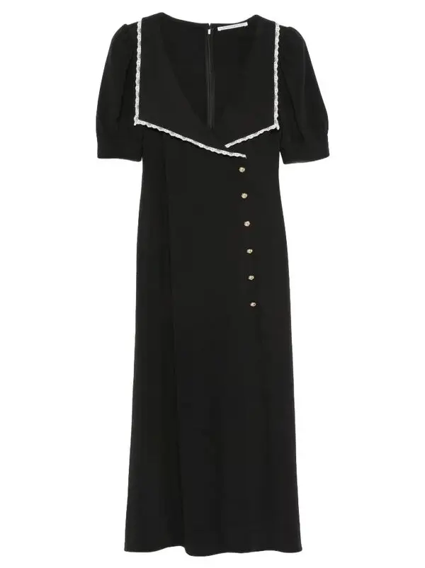 Alessandra Rich Cady Lace-trim Collar Midi Dress - Black