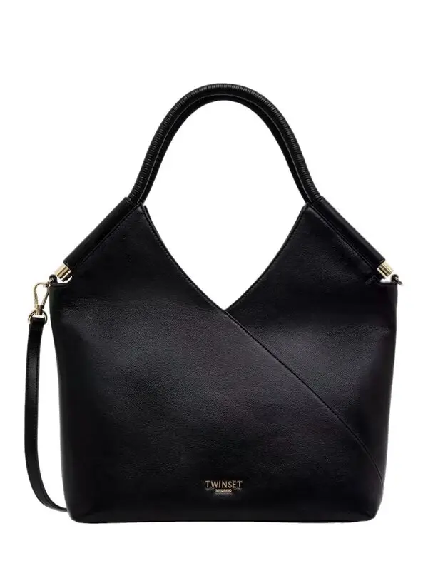 TWINSET Logo Plaque Wrap Tote Bag - Black