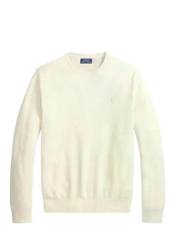 Polo Ralph Lauren Mesh-knit Crewneck Sweater With Embroidered Pony - Neutrals