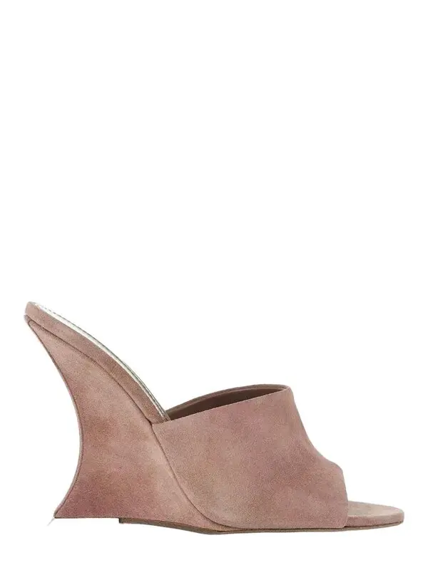 Paris Texas Nina Wedge Mules In Suede - Pink