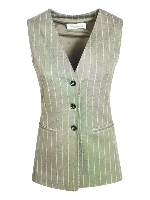 Max Mara Pinstripe-pattern V-neck Waistcoat - Neutrals