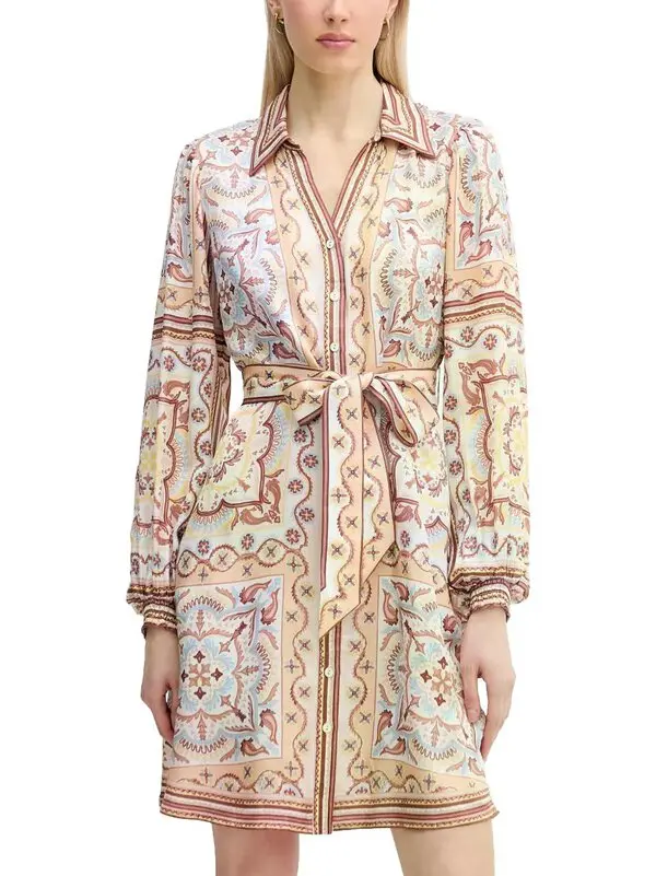 Hale Bob Arlo Paisley-print Belted Mini Dress - Neutrals