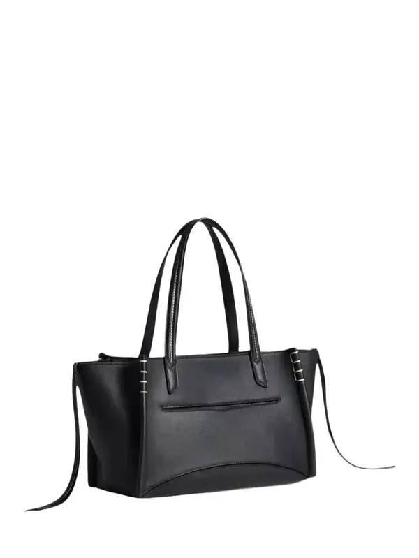 JW Anderson Elongated Tote Bag With Contrast Stitching - Black