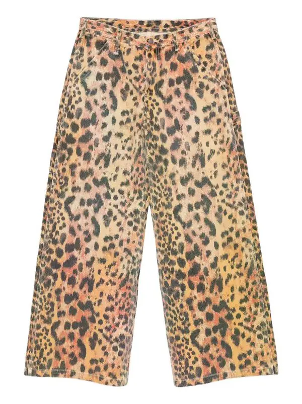 R13 Leopard Print Wide-leg Trousers - Neutrals