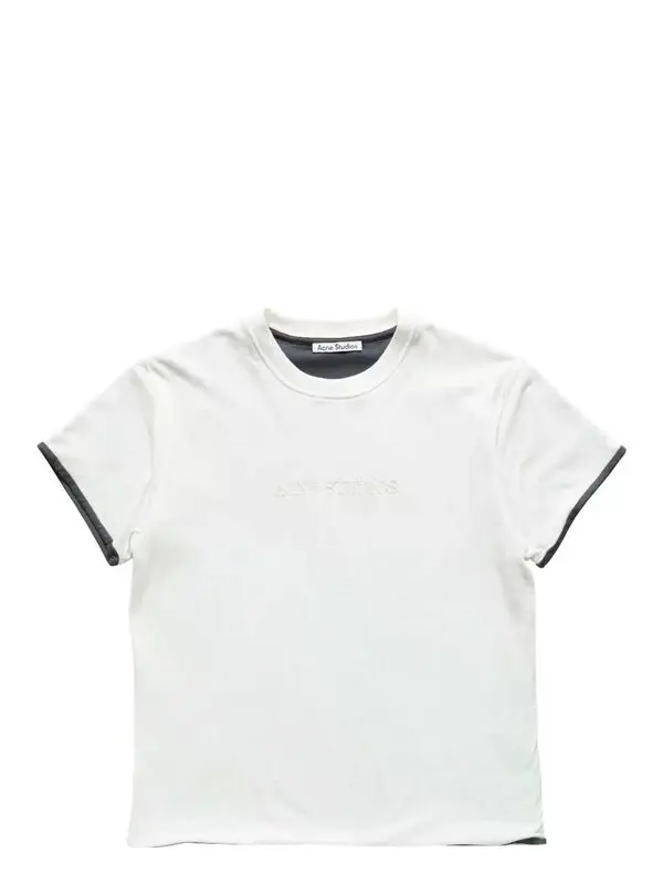 Acne Studios Logo-embroidered Contrast-trim T-shirt - White