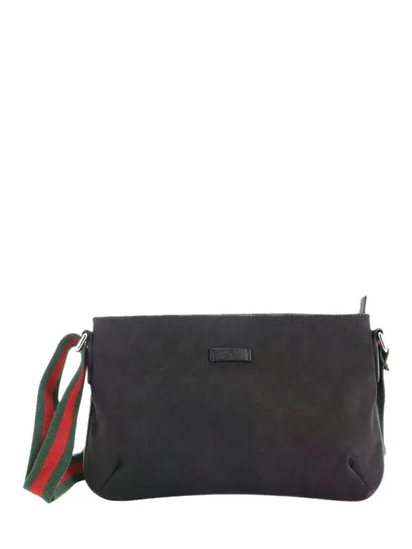 Gucci Web Strap Messenger Bag Gg Canvas Small Crossbody Bag - Black