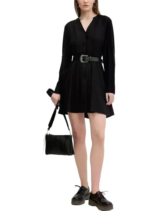 Desigual Belted Button-up Mini Dress - Black