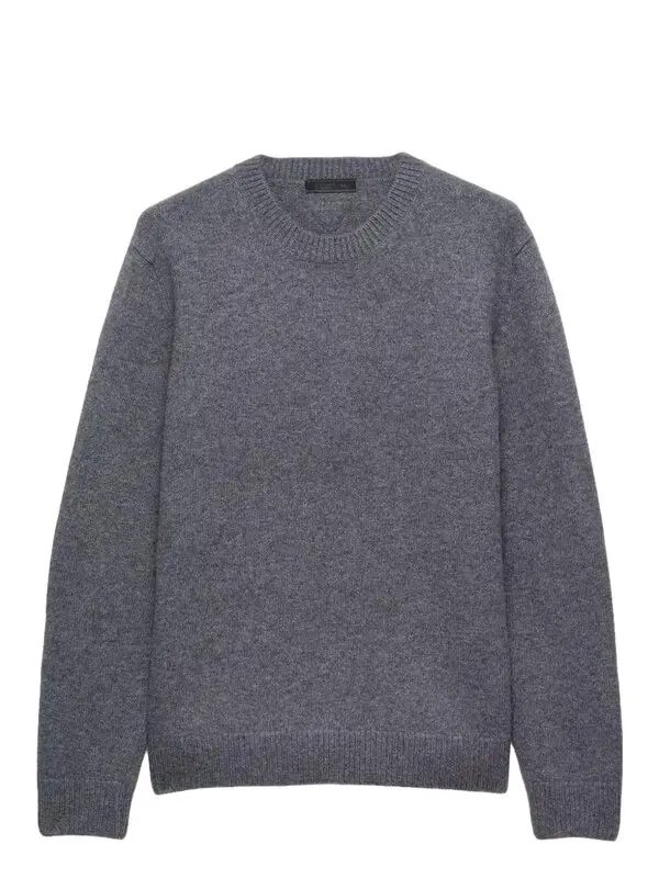 Prada Wool Crew-neck Sweater With Leather Patches - Grey