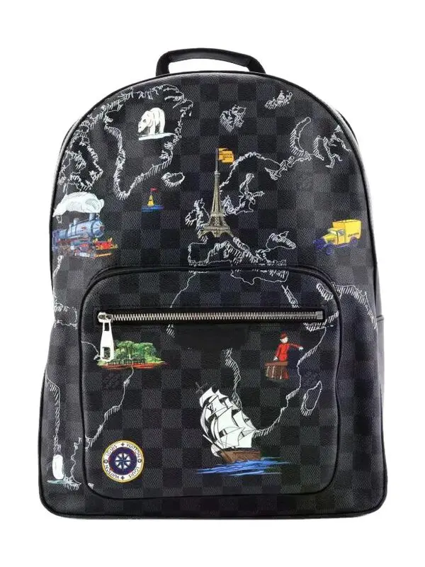 LOUIS VUITTON Josh Limited Edition Renaissance Map Damier Graphite Backpack - Black