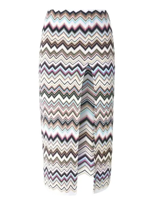 Missoni Zigzag Knit Side-slit Skirt - White