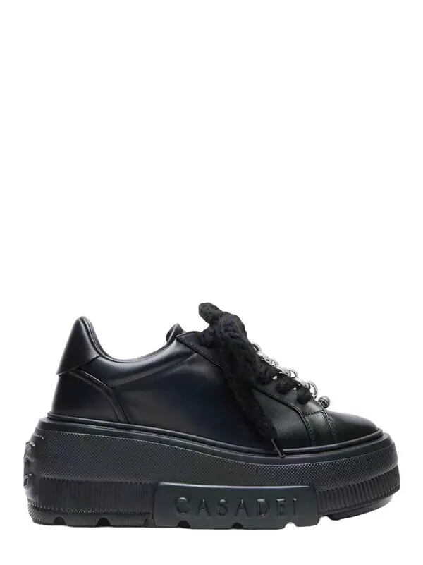 Casadei Nexus Peak Chain-detail Leather Sneakers - Black