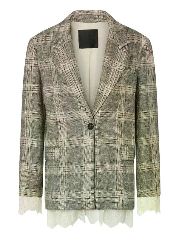 Liu Jo Check Blazer With Lace Details - Neutrals