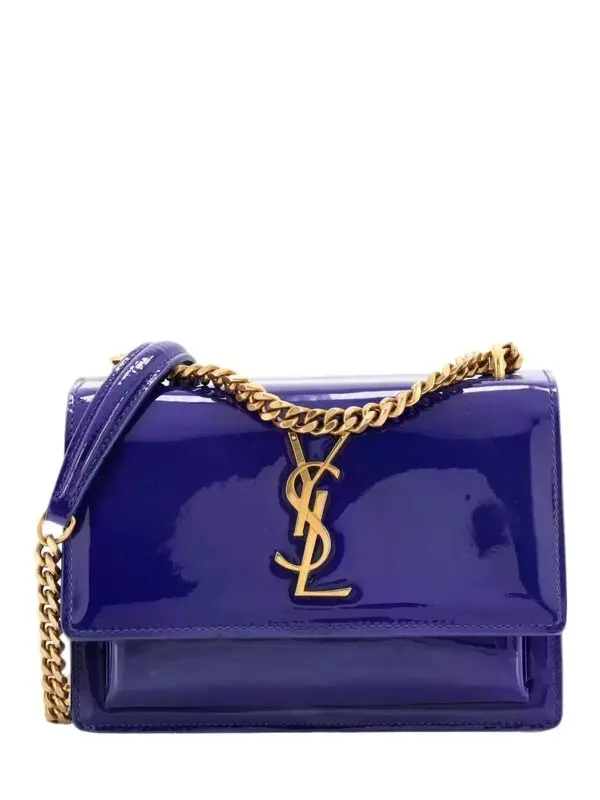 Saint Laurent Sunset Patent Small Crossbody Bag - Blue