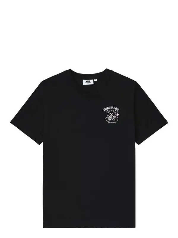 CHOCOOLATE Bear-print Cotton T-shirt - Black