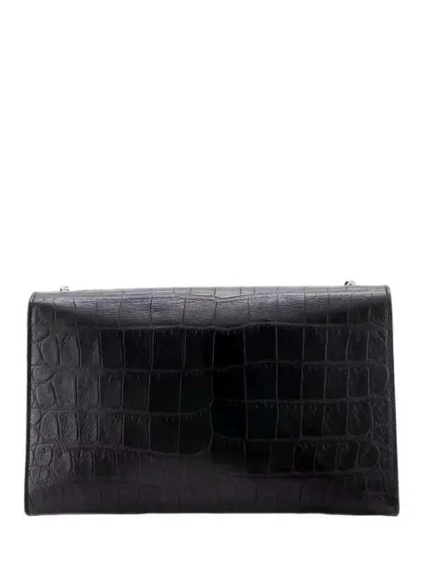 Saint Laurent Classic Monogram Tassel Crocodile Embossed Leather Medium Crossbody Bag - Black