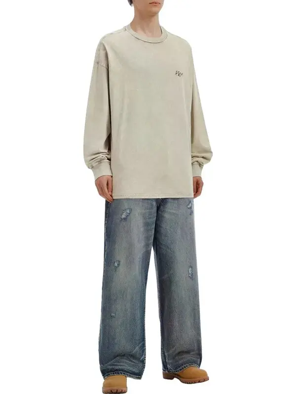 FIVE CM Logo-print Long-sleeve T-shirt - Grey