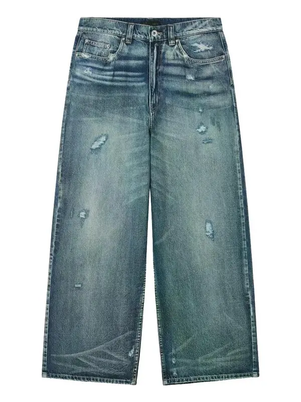 FIVE CM Distressed Wide-leg Jeans - Blue