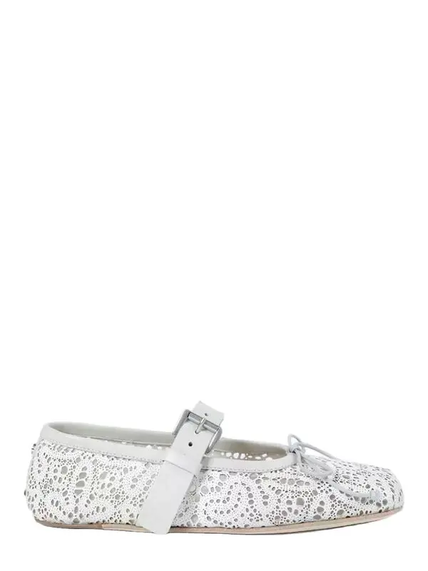 ANN DEMEULEMEESTER Laser-cut Ballet Flats With Buckle Fastening - White
