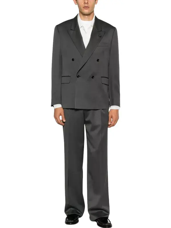 LARDINI Pleated Virgin Wool Trousers - Grey