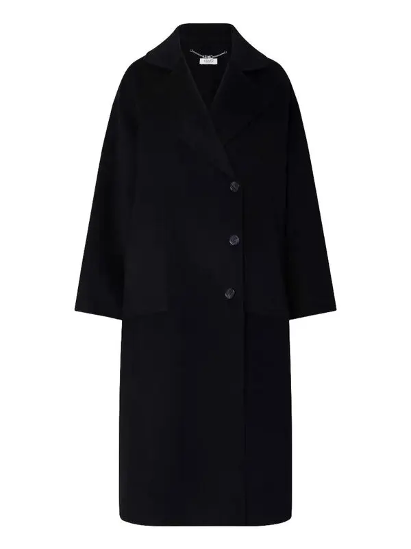Liu Jo Long Oversized Wool Coat - Black