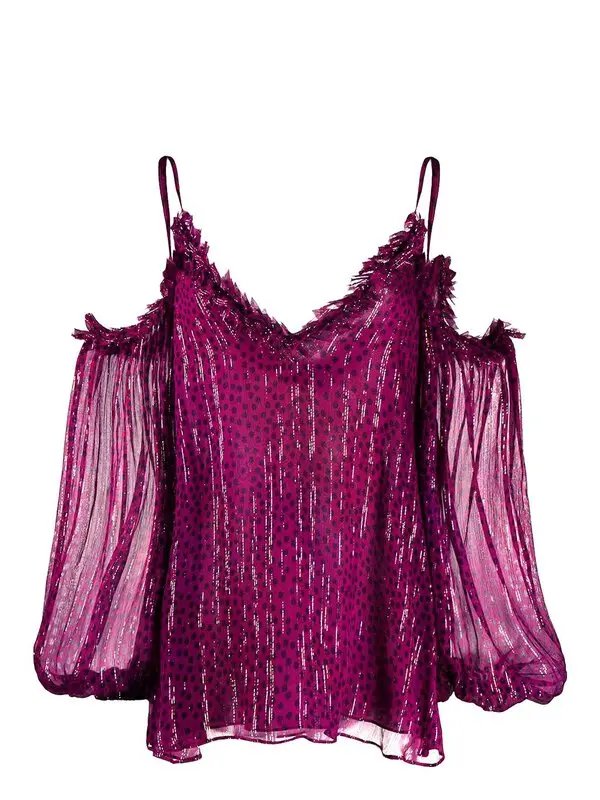 Stella McCartney Kiara Cold Shoulder Polka Dot Top - Purple