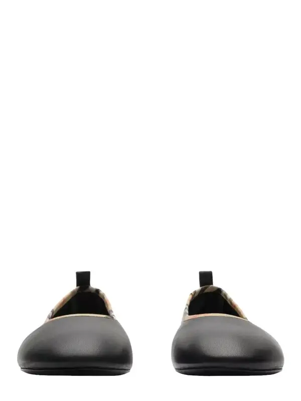 Burberry Check-trim Leather Robin Ballerinas - Black