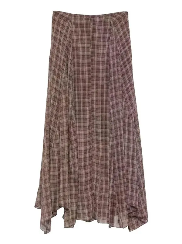 ELEH Check-print Maxi Skirt - Brown