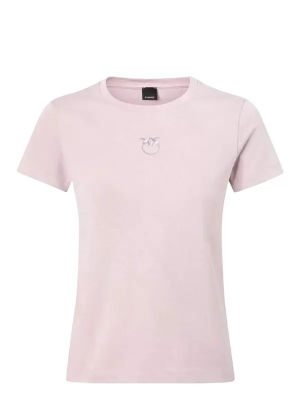 Pinko Short Sleeve T-shirt With Embroidered Logo Detail - Pink