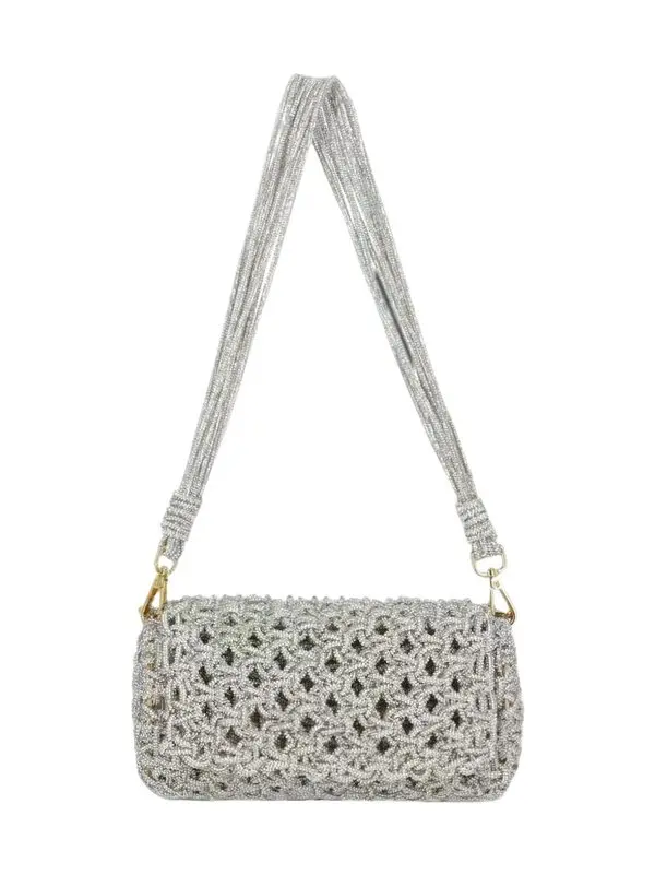HIBOURAMA Crystal-embellished Cylindrical Shoulder Bag - Silver