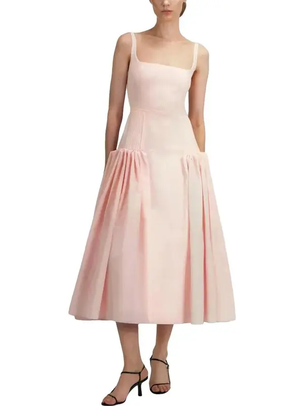 THE ARKOW Sienna Pleated Midi Dress - Pink