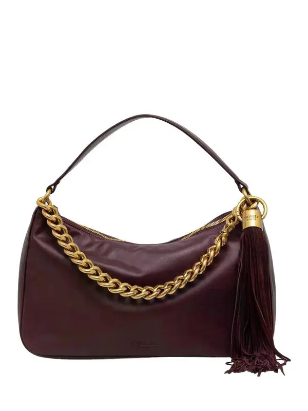 TWINSET Large Liliane Leather Bag With Charm - Purple