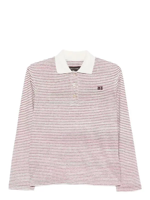 WALES BONNER Striped Long-sleeve Polo Top - White