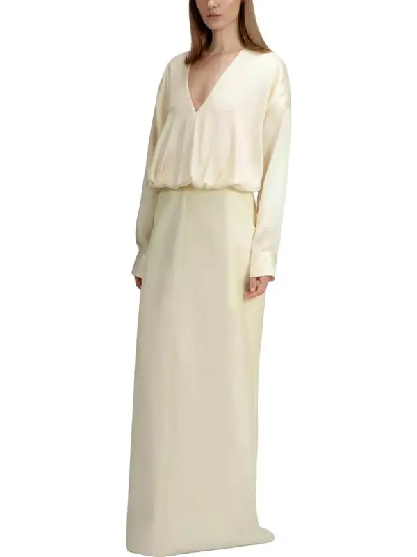 THE ARKOW Sienna V-neck Maxi Dress - Neutrals