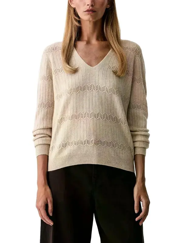 TWINSET Pointelle-knit Ribbed Sweater - Neutrals