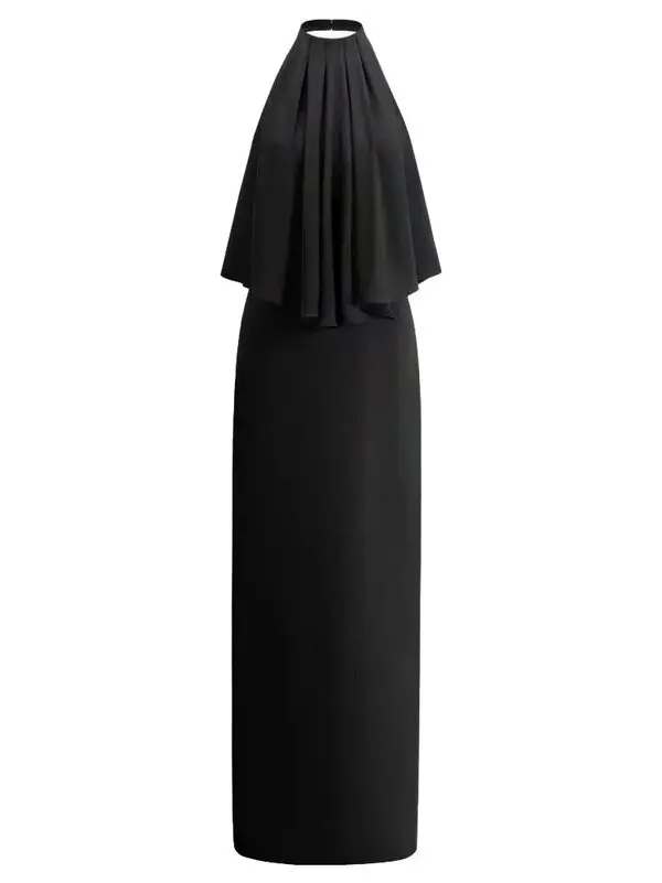 THE ARKOW Harper Draped Halterneck Maxi Dress - Black
