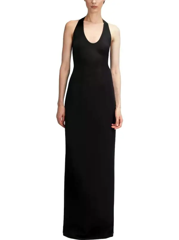 THE ARKOW Cara Halterneck Silk Maxi Dress - Black