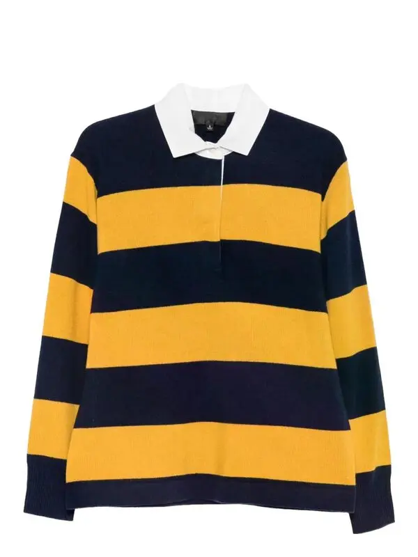 NILI LOTAN Rashida Polo Top Striped Long Sleeve - Blue