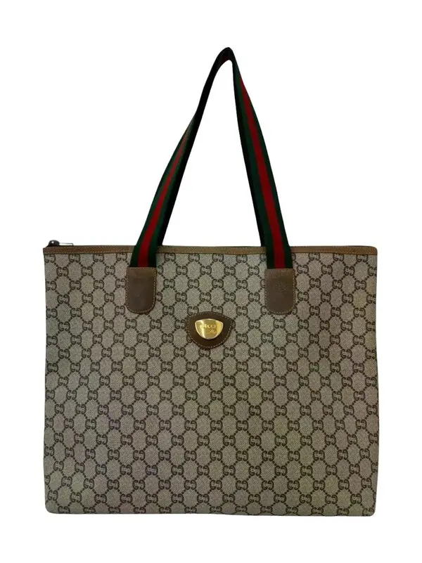 Gucci Gg Supreme Plus Web Tote Bag - Neutrals